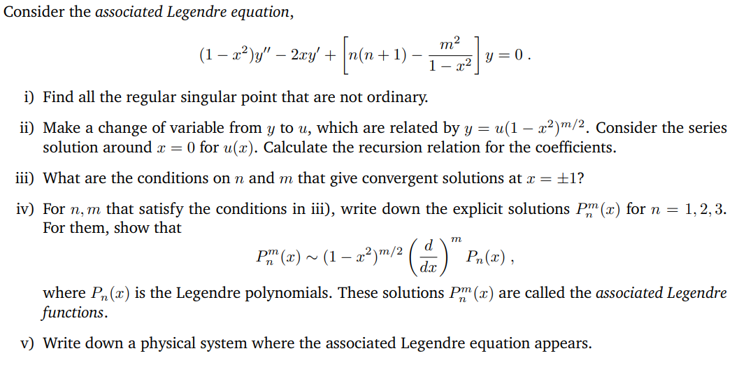 Solved by an EXPERT Consider the associated Legendre | Chegg.com