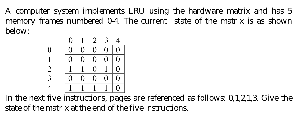 Solved A computer system implements LRU using the hardware | Chegg.com