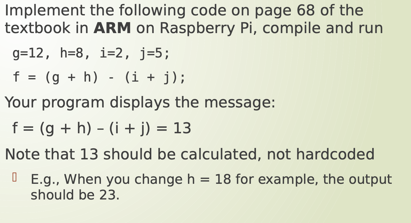Solved Give actual running arm code pls not just the | Chegg.com