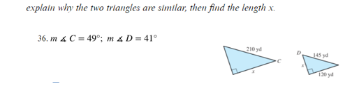 Solved explain why the two triangles are similar, then find | Chegg.com