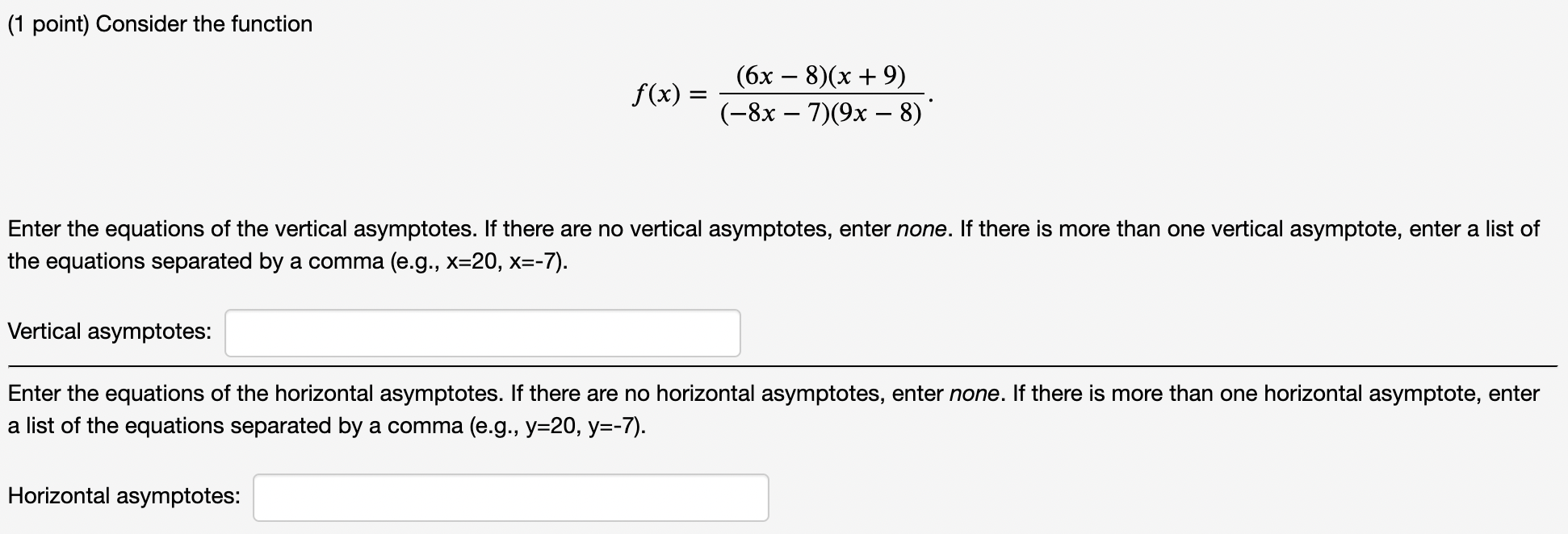 Solved (1 point) Consider the function | Chegg.com