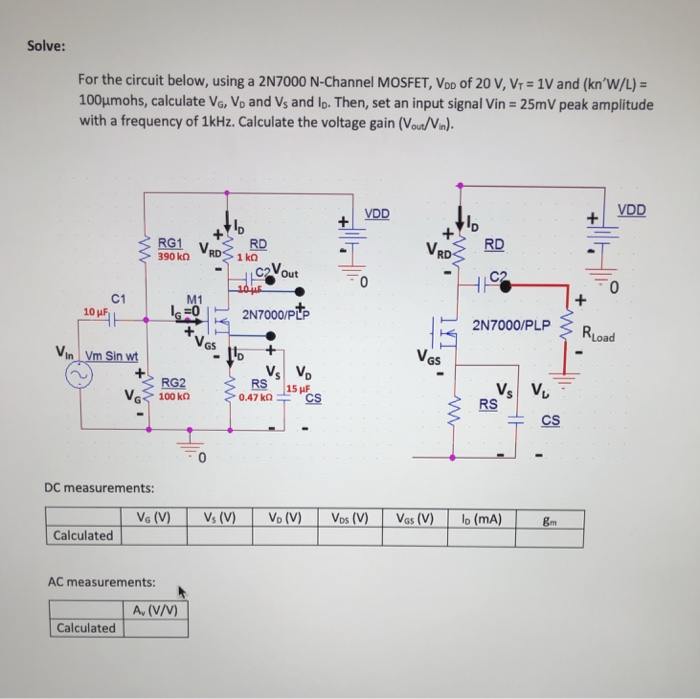 Solved Solve: For the circuit below, using a 2N7000 | Chegg.com