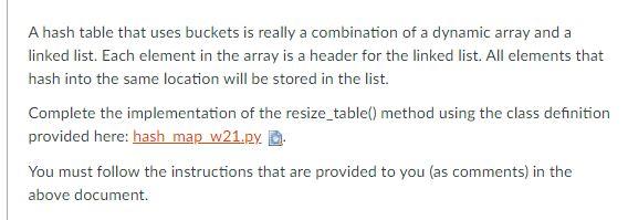 Solved Just need to complete the resize_table function and | Chegg.com