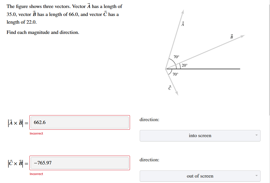 Solved The figure shows three vectors. Vector À has a length | Chegg.com
