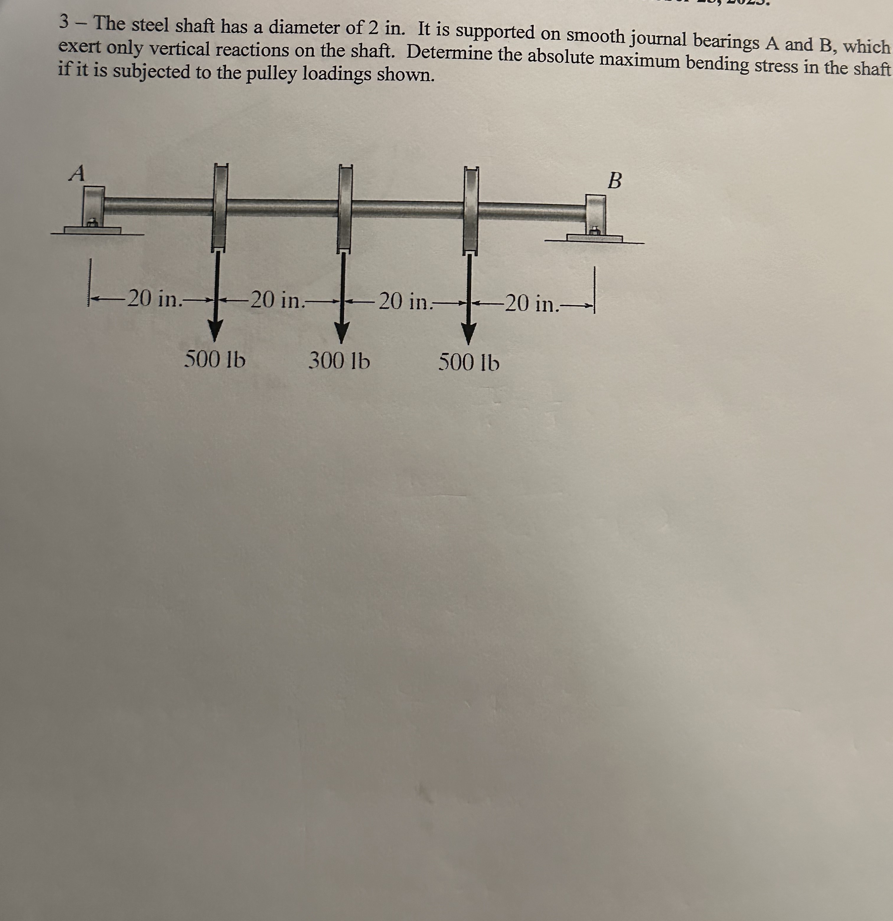 Solved 3 - The steel shaft has a diameter of 2 in. It is | Chegg.com