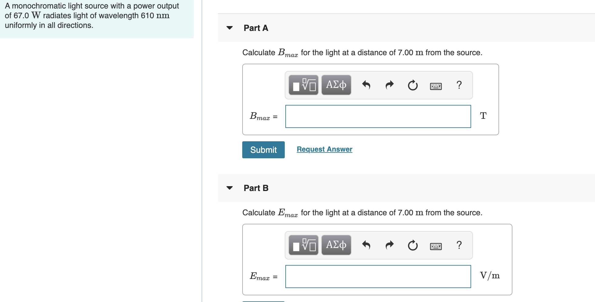 Solved A monochromatic light source with a power output of | Chegg.com