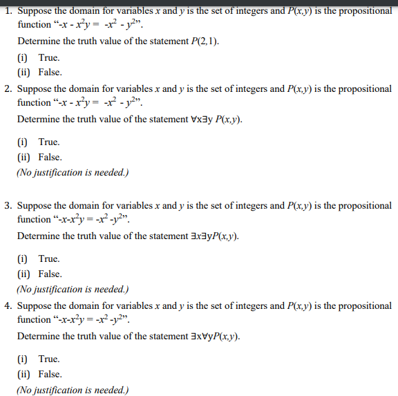 Solved 1. Suppose the domain for variables x and y is the | Chegg.com