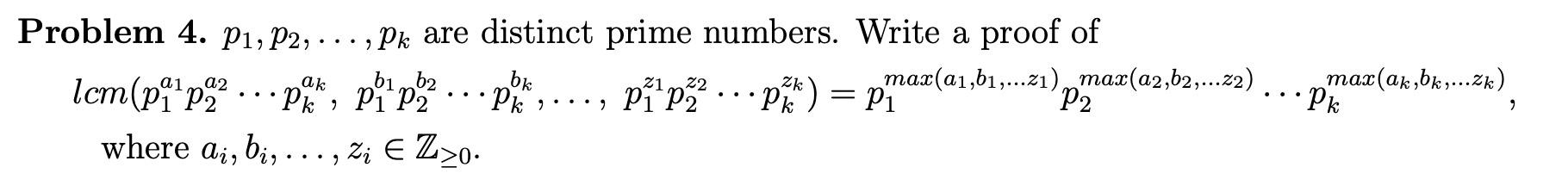 Solved Problem 4. p1,p2,…,pk are distinct prime numbers. | Chegg.com