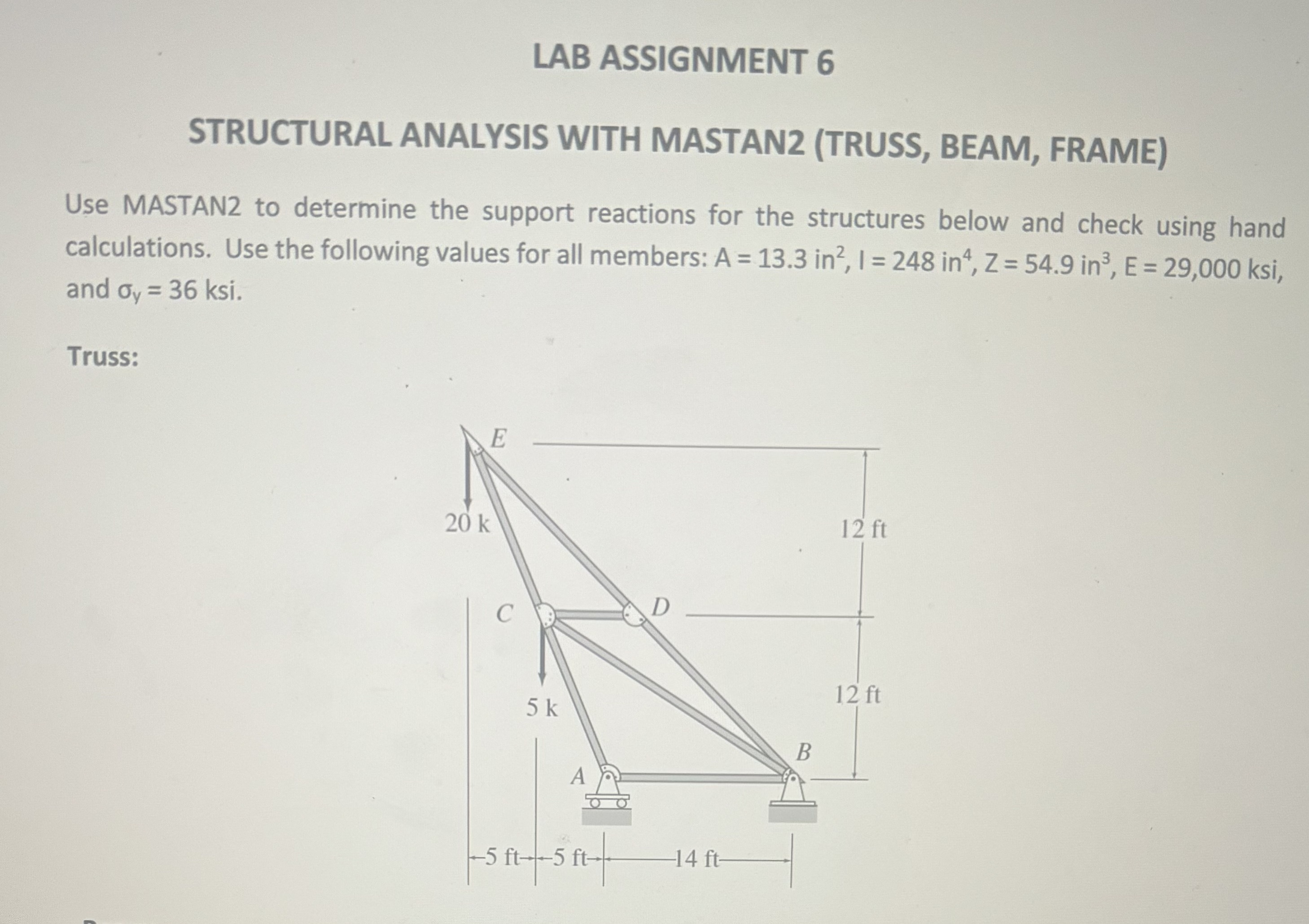 Solved LAB ASSIGNMENT 6STRUCTURAL ANALYSIS WITH | Chegg.com