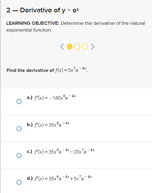 Solved 2 - Derivative of y=ex LEARNING OBJECTIVE: Determine | Chegg.com