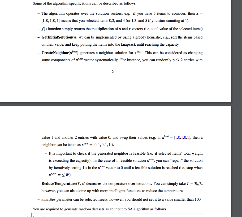 Solved (30 pts, implementation) Consider the binary knapsack | Chegg.com