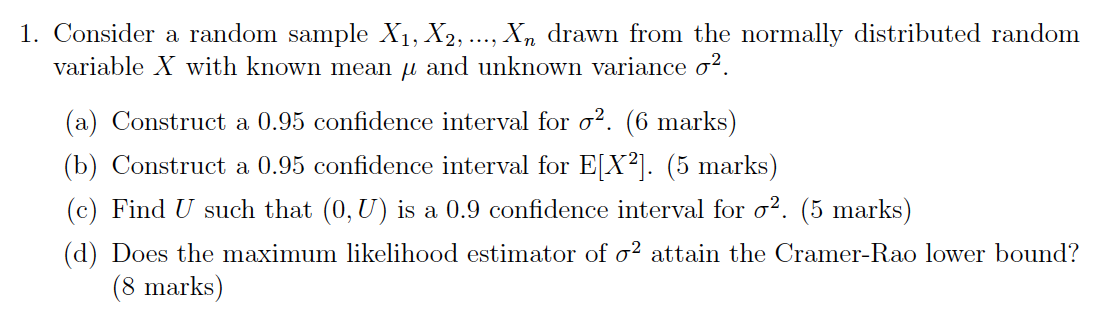 Solved 1. Consider a random sample X1, X2, ..., Xn drawn | Chegg.com