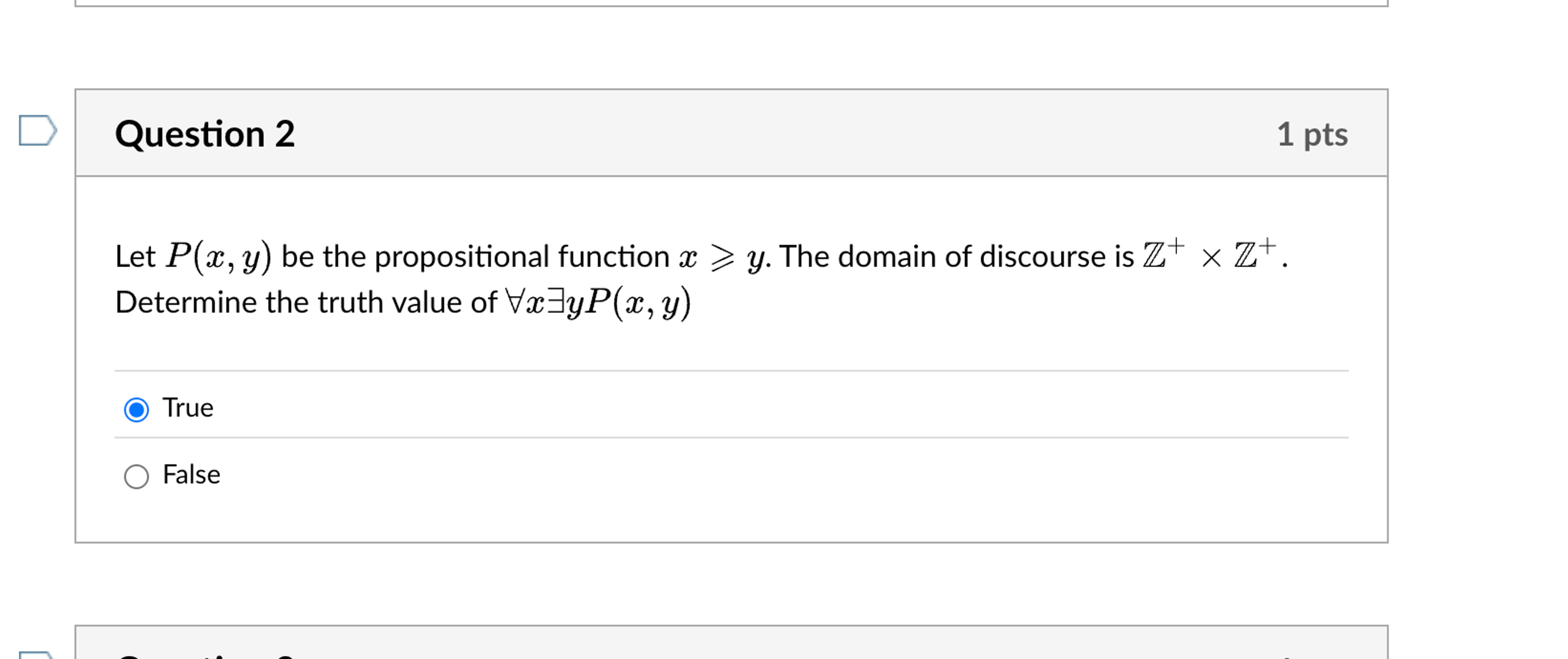 Solved Question 2Let P(x,y) ﻿be the propositional function | Chegg.com