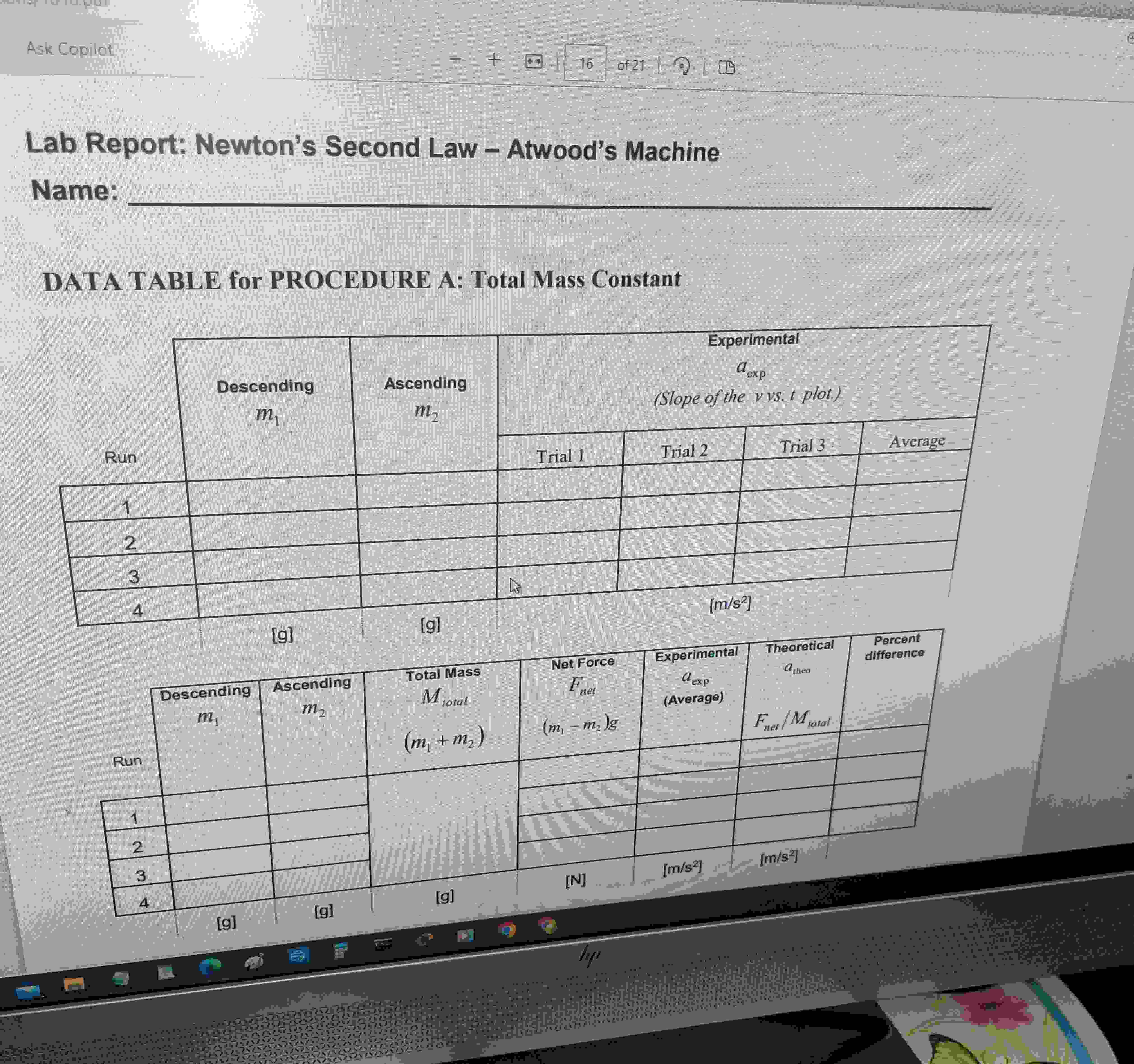 Solved Materials: Photogate/Pulley System Mass and Hanger | Chegg.com