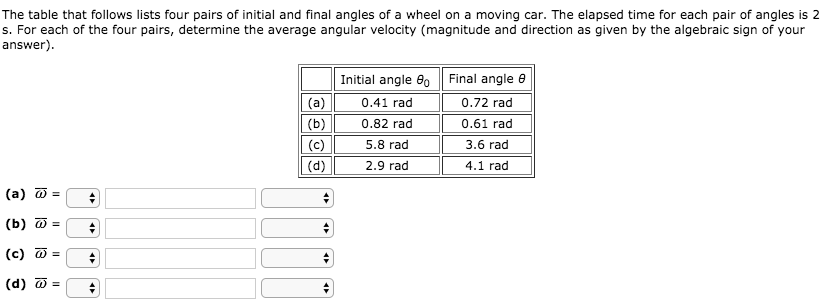Solved The table that follows lists four pairs of initial | Chegg.com