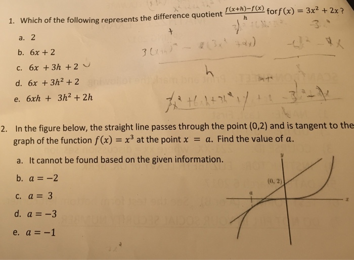Solved for f(x) 3x2 2x? 1. Which of the following represents | Chegg.com