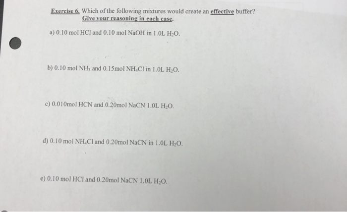 Solved Exercise 6. Which of the following mixtures would | Chegg.com