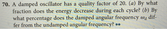Solved A damped oscillator has a quality factor of 20. (a) | Chegg.com