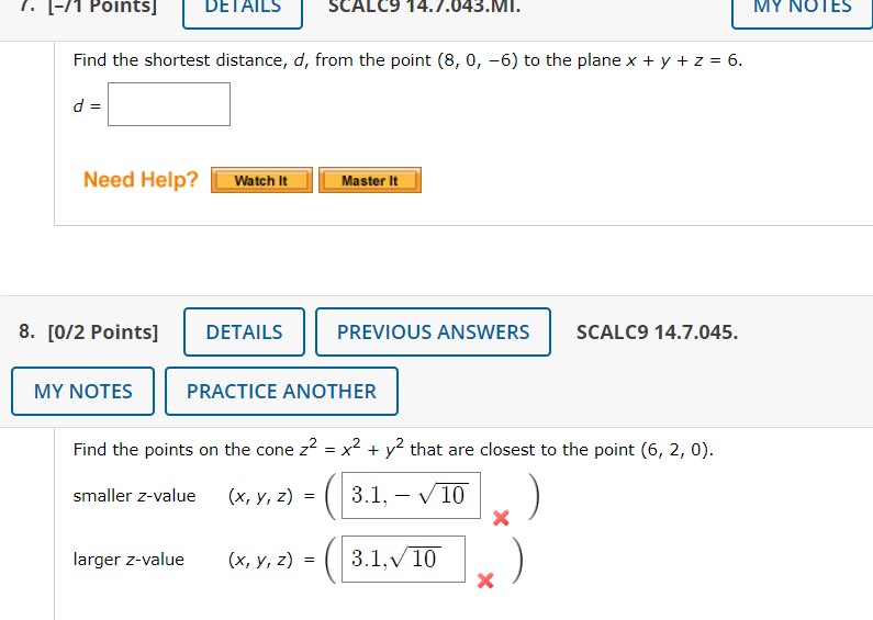 Solved Find the shortest distance, d, from the point | Chegg.com
