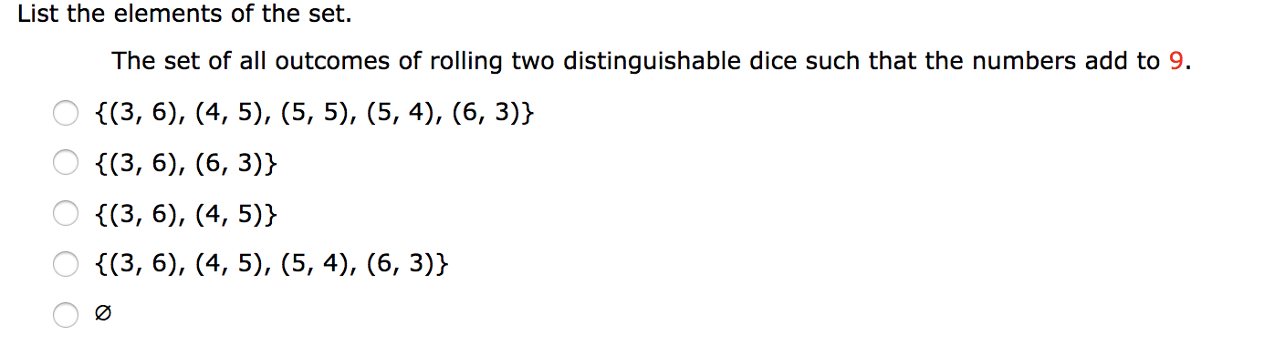 Solved List the elements of the set. The set of all outcomes | Chegg.com