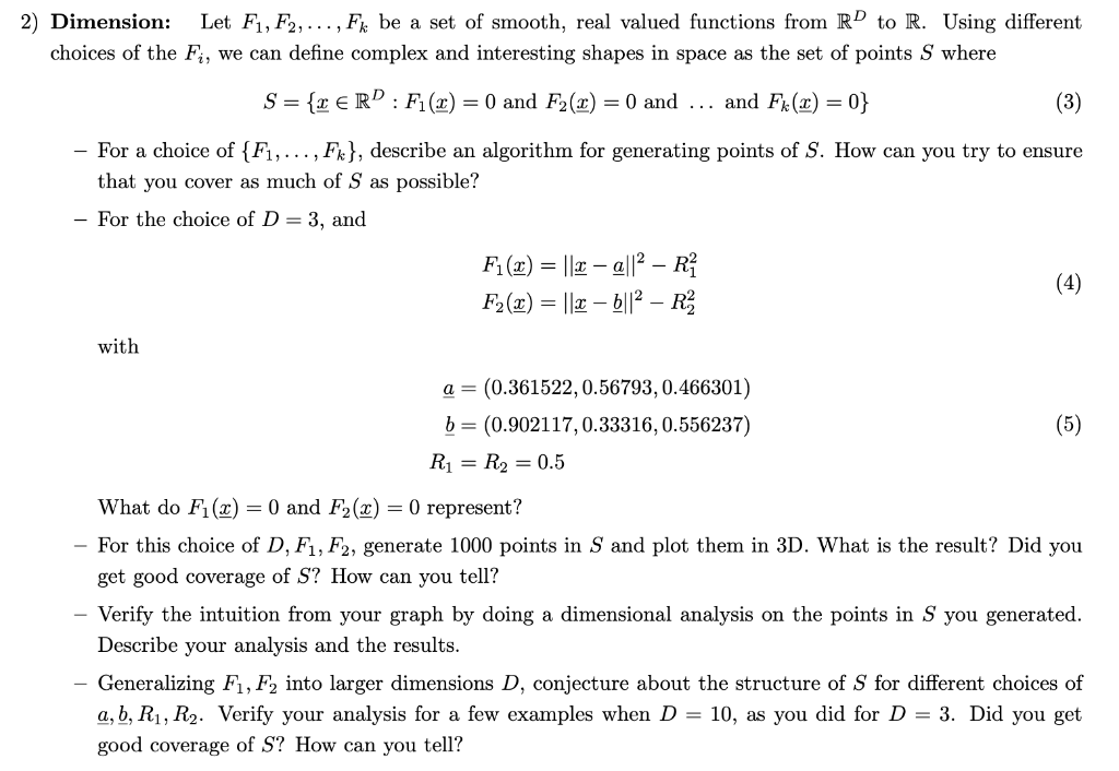 Solved 2) Dimension: Let F1, F2, ..., Fk be a set of smooth, | Chegg.com