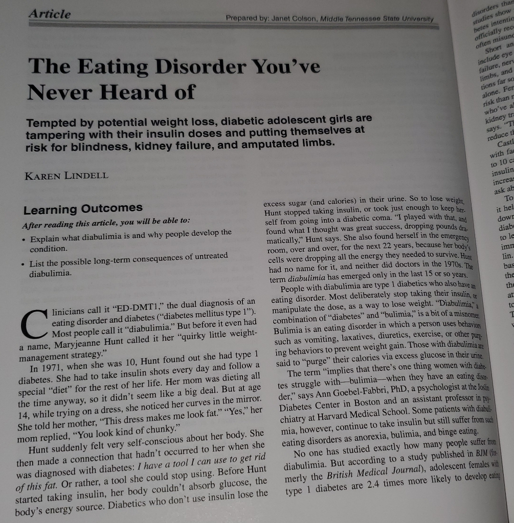 Solved Article Prepared by: Janet Colson, Middle Tennessee | Chegg.com