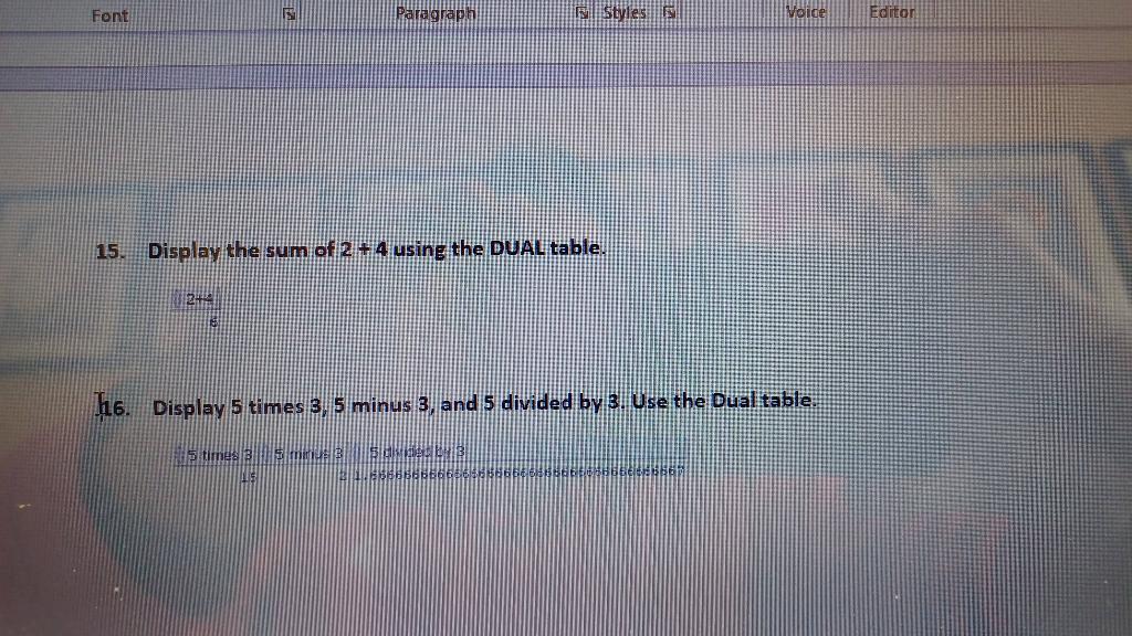 Solved 15. Display the sum of 2+4 ysing the puAltable. 46. | Chegg.com