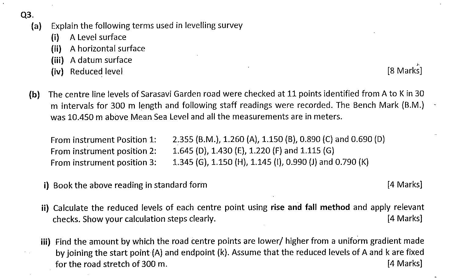 Solved (a) Explain the following terms used in levelling | Chegg.com