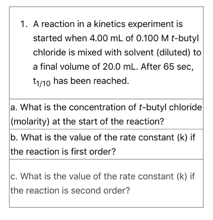 Solved 1. A reaction in a kinetics experiment is started | Chegg.com