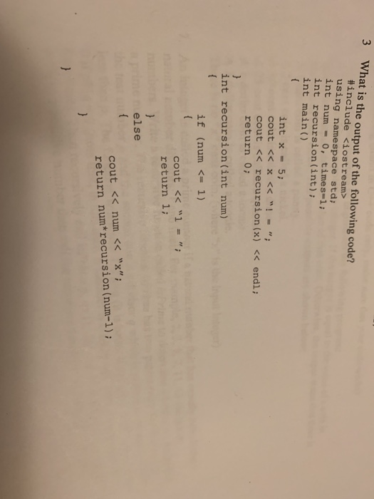 Solved 3 What is the output of the following code? #include | Chegg.com