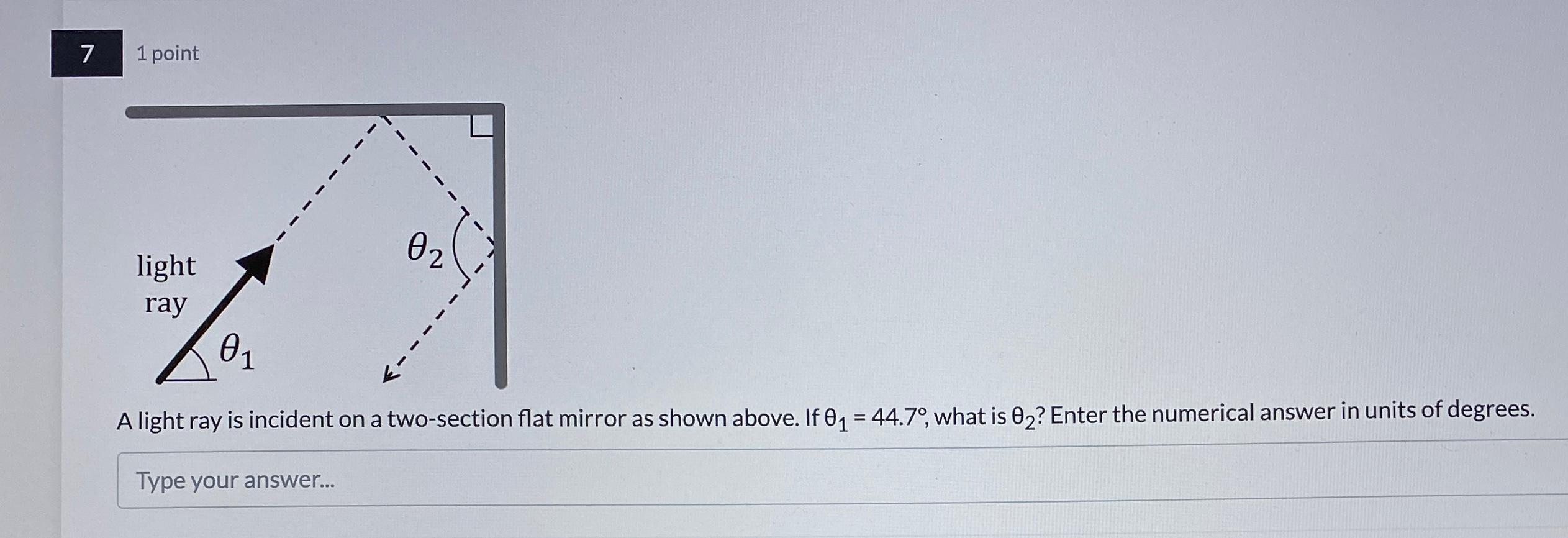Solved 7 1 point 02 light ray 01 - A light ray is incident | Chegg.com