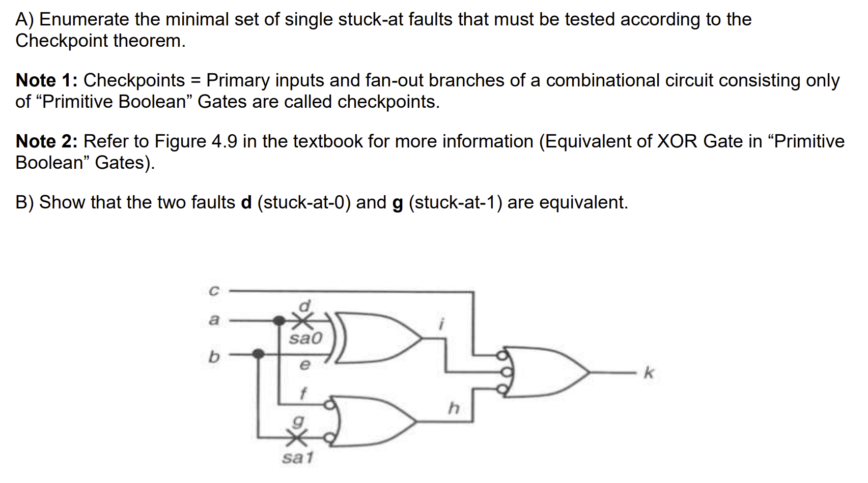 Solved A Enumerate The Minimal Set Of Single Stuck At 