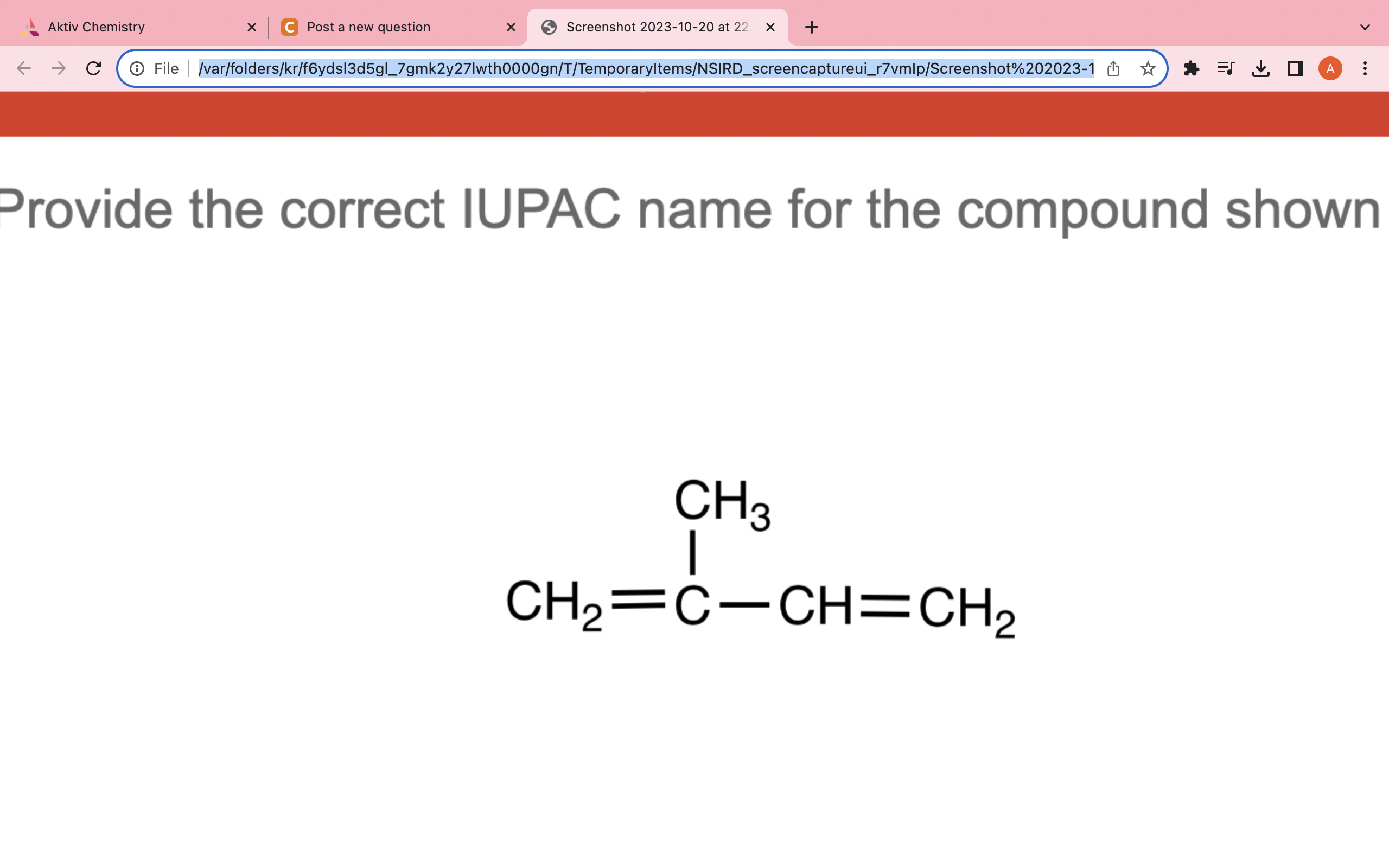 Solved Provide the correct IUPAC name for the compound shown | Chegg.com