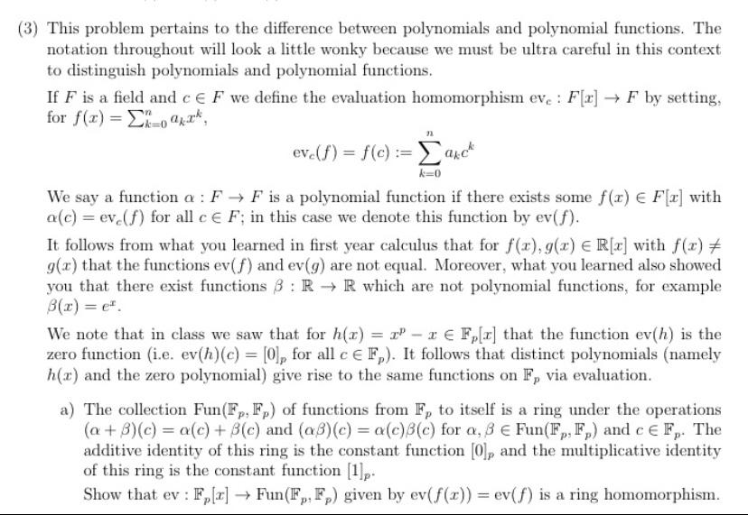 Solved b) Show that the function ev:F [2)/(x - 2)F,6%) | Chegg.com