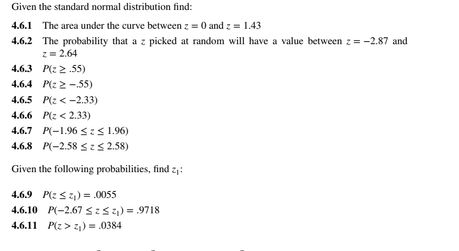 Solved Given the standard normal distribution find: 4.6.1 | Chegg.com