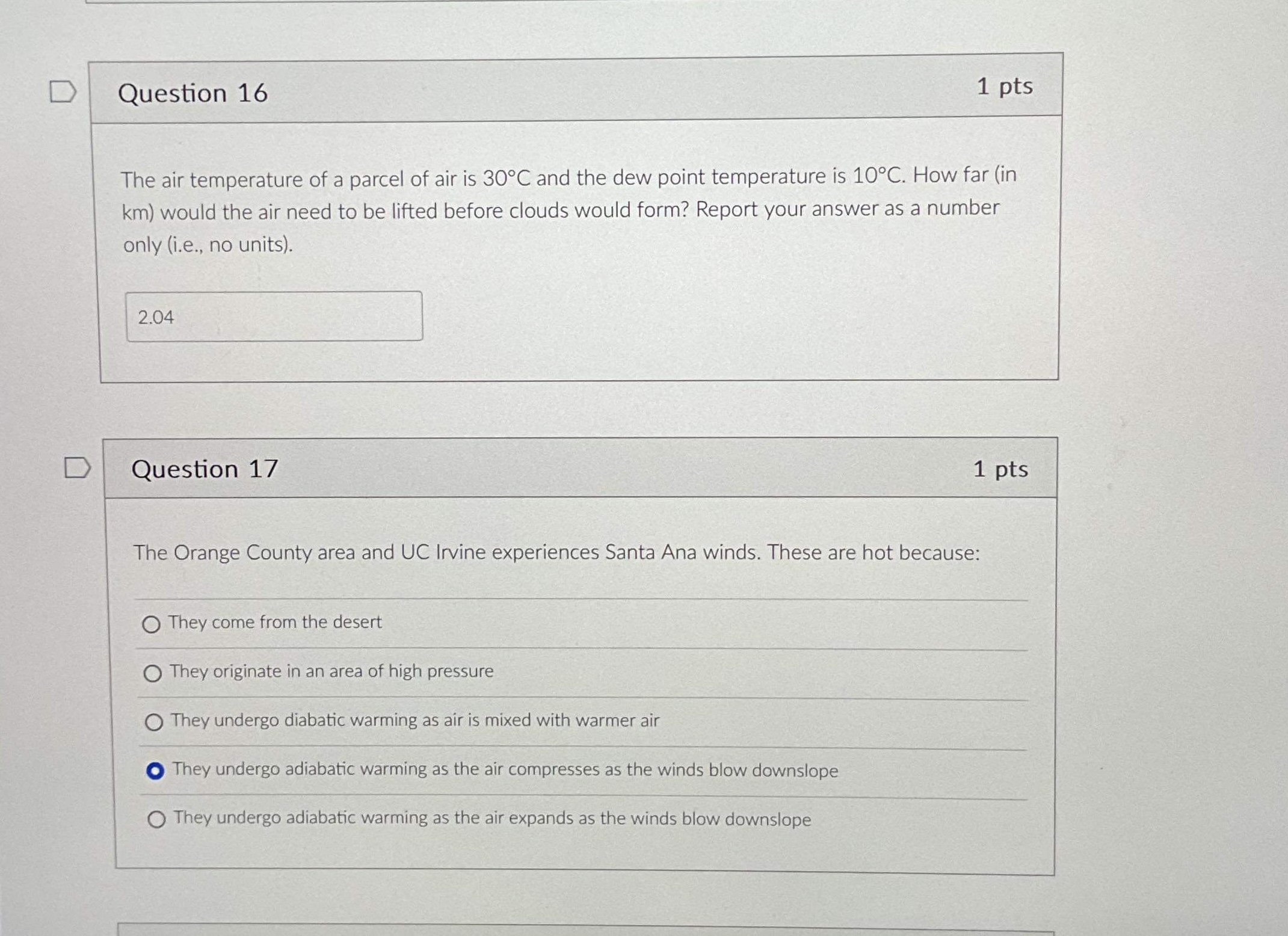 Solved Question 16The air temperature of a parcel of air is | Chegg.com