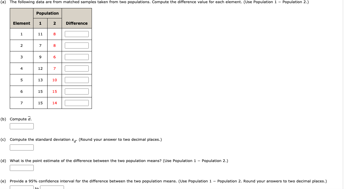 Solved (a) The following data are from matched samples taken | Chegg.com