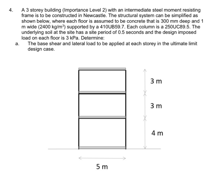 Solved 4. A 3 storey building (Importance Level 2) with an | Chegg.com