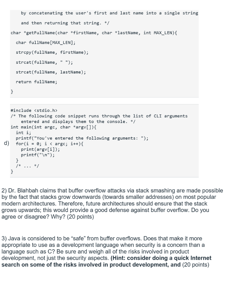 Solved 1) Each of the following code fragments contains a | Chegg.com