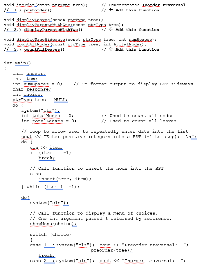Solved BST implementation (using a struct) 1.) Copy and | Chegg.com