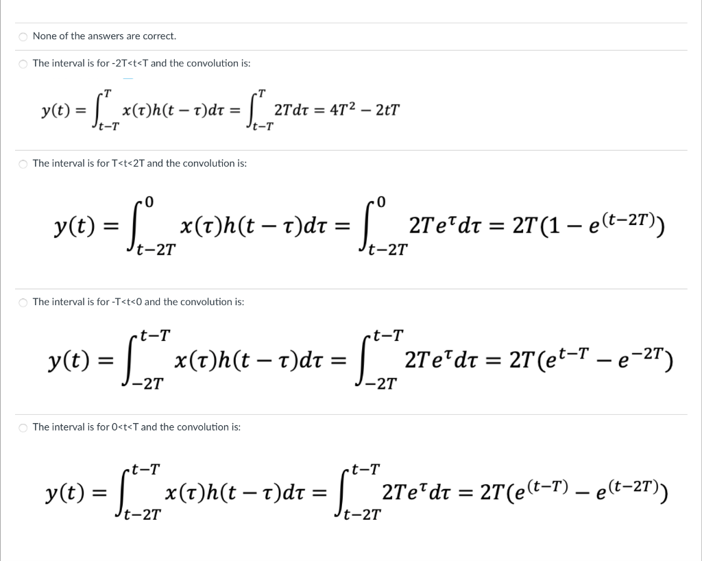Solved x(t) +h(t) -2T et -T at 0 t -2T -T T 2T -2T -T 0 2T | Chegg.com