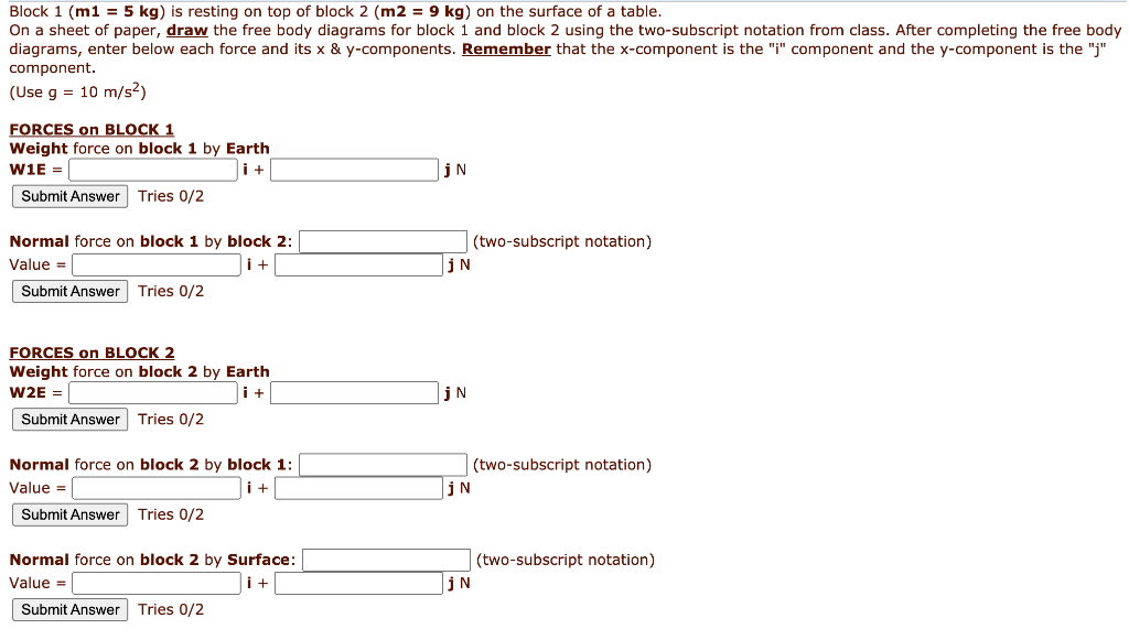 Solved Block 1 (m1 = 5 kg) is resting on top of block 2 (m2 | Chegg.com