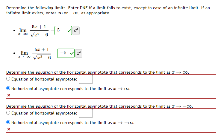 Solved Determine the following limits. Enter DNE if a limit | Chegg.com