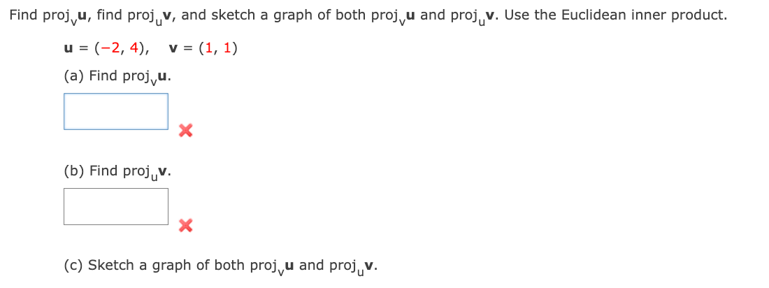 Solved Find proj Vu, find proj vv, and sketch a graph of | Chegg.com