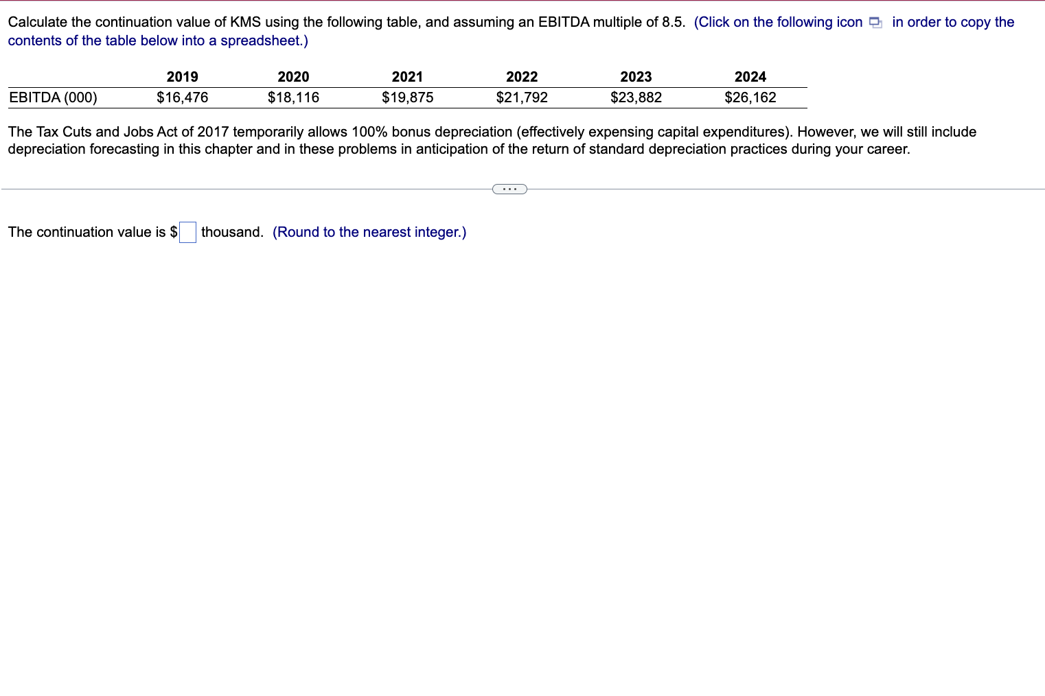 Solved Calculate the continuation value of KMS using the | Chegg.com