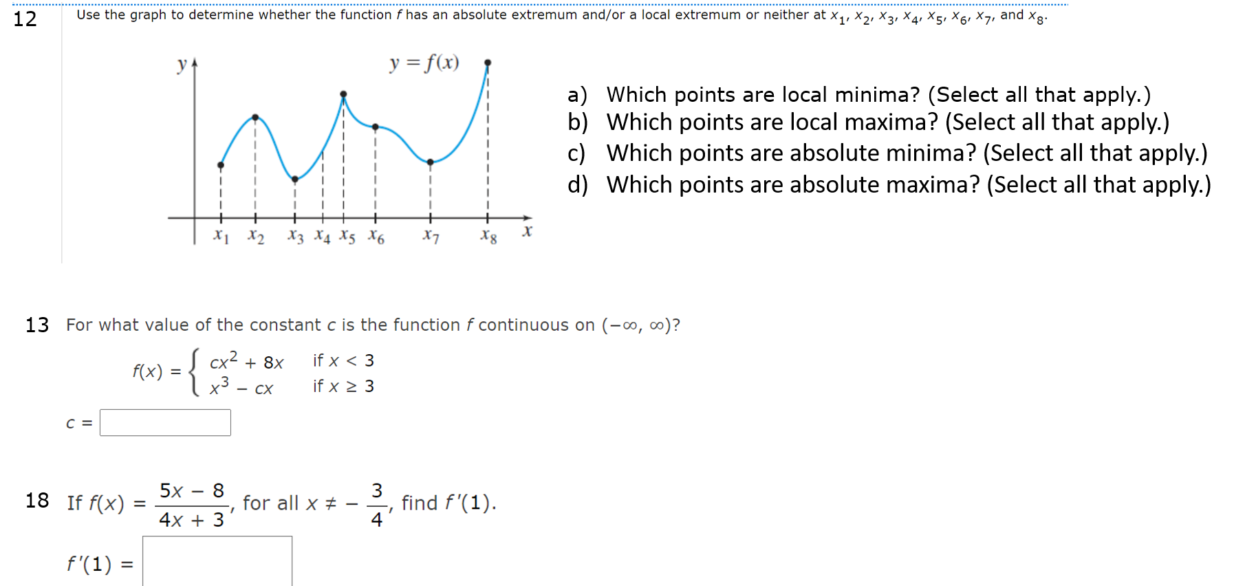 Solved 12 Use the graph to determine whether the function f | Chegg.com