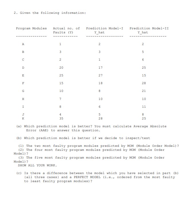 Solved 2. Given the following information: (a) Which | Chegg.com