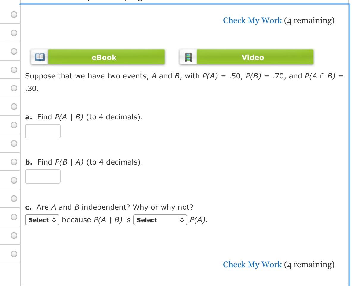 Solved Check My Work (4 remaining) eBook Video O = Suppose | Chegg.com