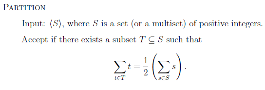 Solved PARTITIONInput: (:S:), ﻿where S ﻿is a set (or a | Chegg.com
