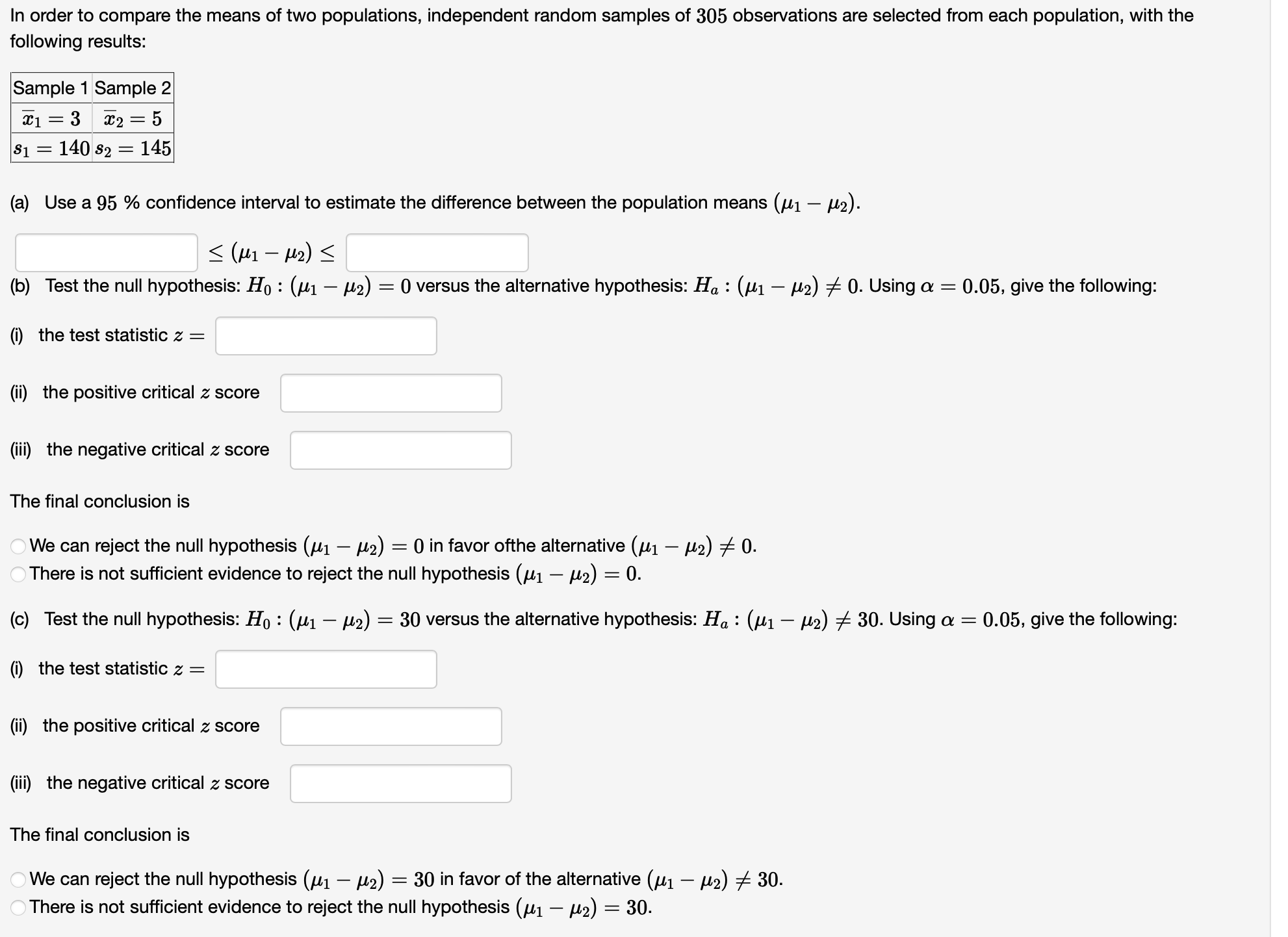 Solved In order to compare the means of two populations, | Chegg.com
